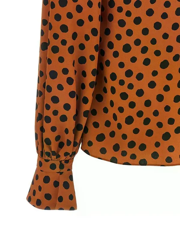 Valentino Garavani Polka-dot Print Silk Shirt - Brown