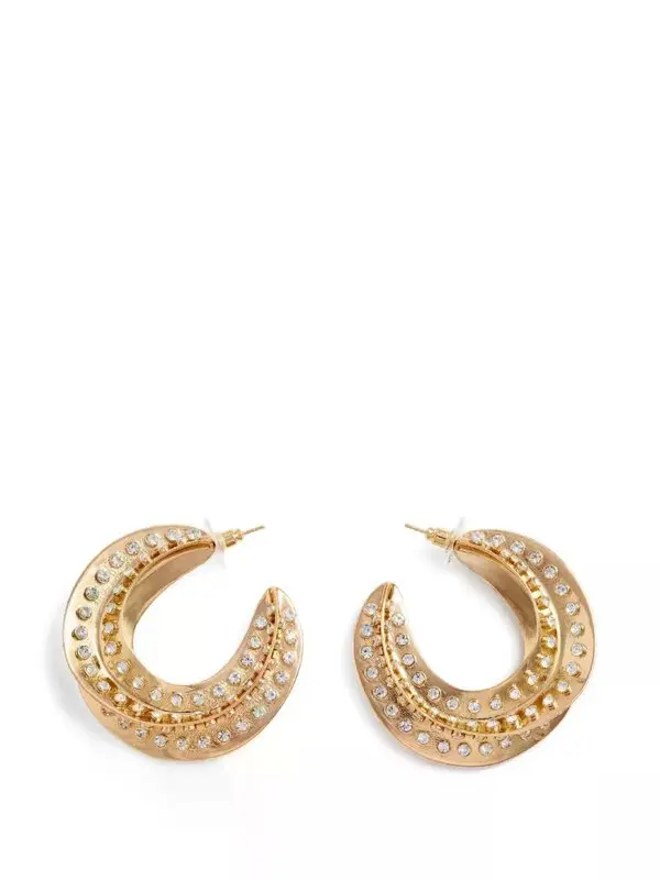 SELF-PORTRAIT Twisted Crystal Hoop Earrings - Gold