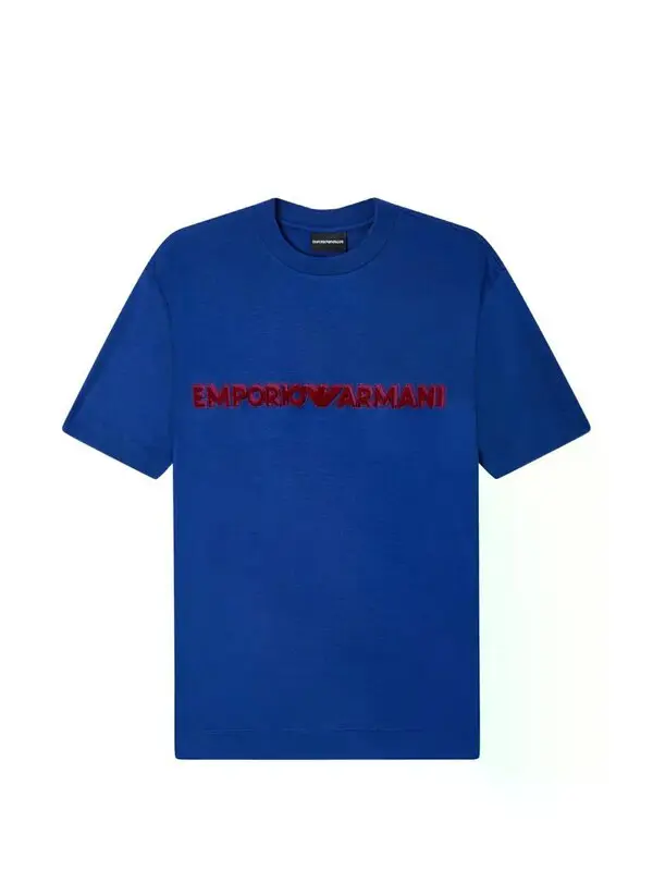 Emporio Armani Embossed-logo Round-neck T-shirt - Blue