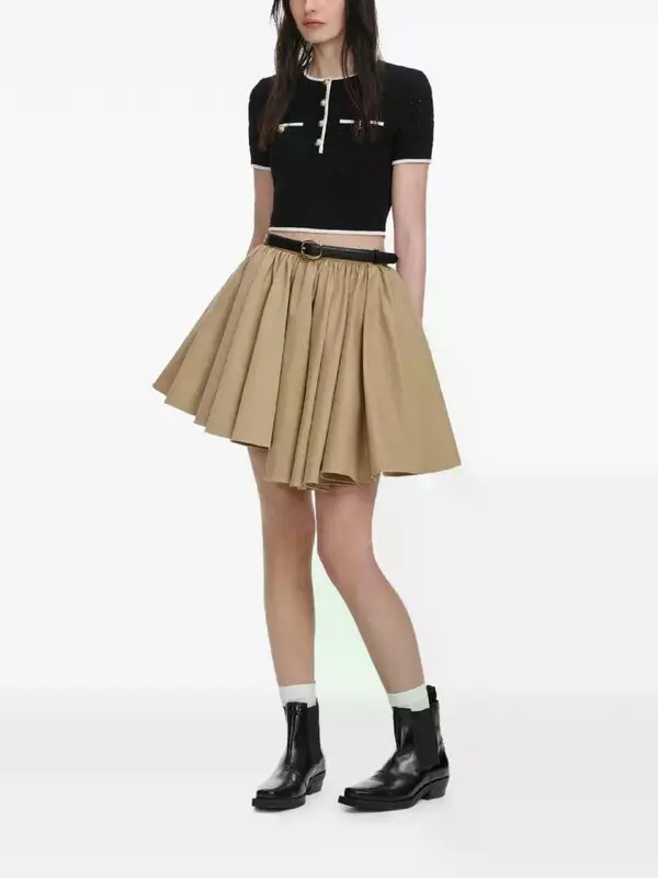 SELF-PORTRAIT Pleated Asymmetric Skirt