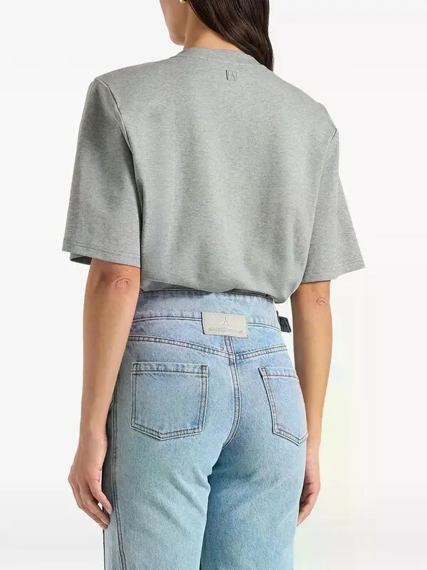Manière De Voir Maniere De Voir Wide Shoulder Bodysuit T-shirt With Detachable Shoulder Pads - Grey