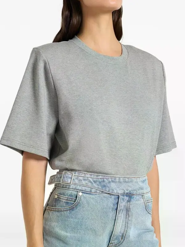 Manière De Voir Maniere De Voir Wide Shoulder Bodysuit T-shirt With Detachable Shoulder Pads - Grey
