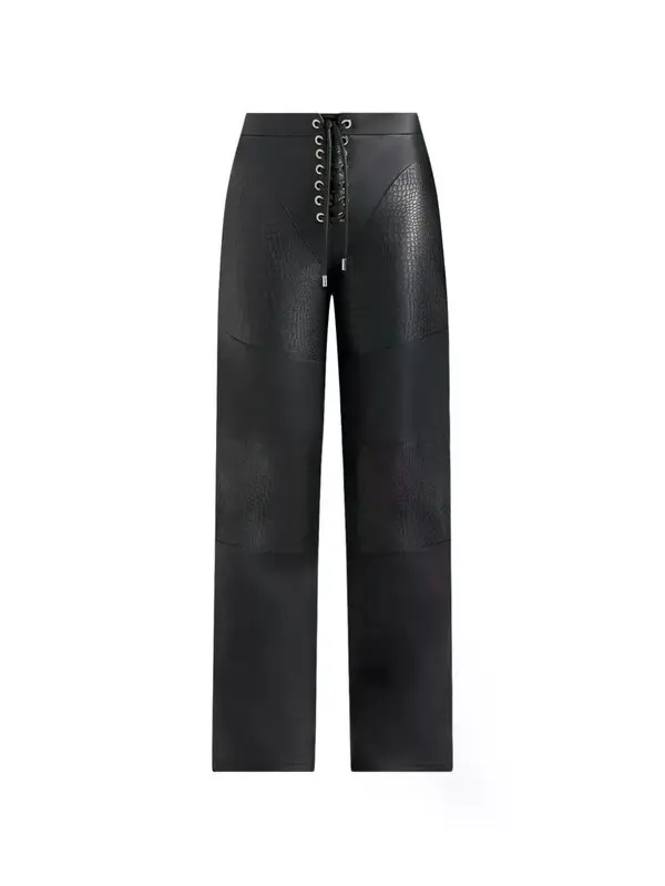Manière De Voir Croc-embossed Lace-up Trousers