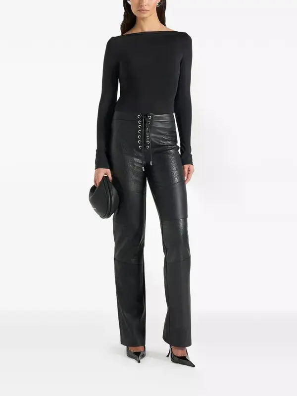 Manière De Voir Croc-embossed Lace-up Trousers