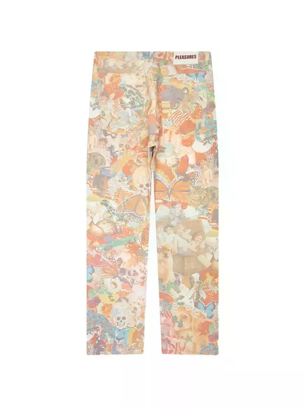 PLEASURES Graphic Print Straight-leg Jeans - Neutrals