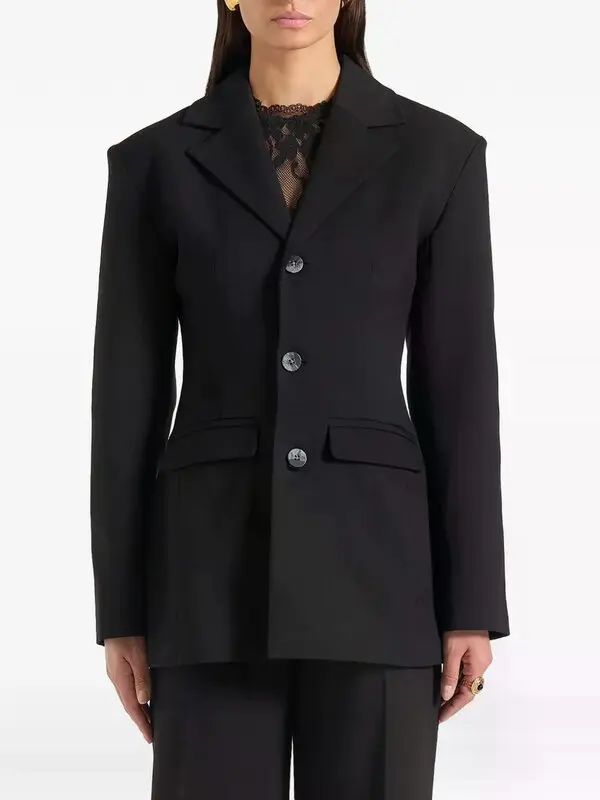 Manière De Voir Claire Marble-button Wide-shoulder Blazer - Black