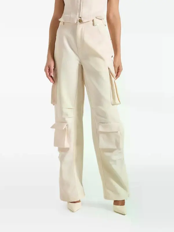 Manière De Voir Emilie Cuff-zip Flap-pocket Trousers - Neutrals