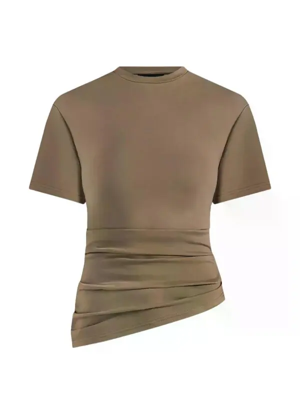Manière De Voir Asymmetrical Ruched Cotton T-shirt - Green