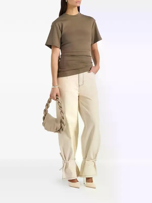 Manière De Voir Asymmetrical Ruched Cotton T-shirt - Green