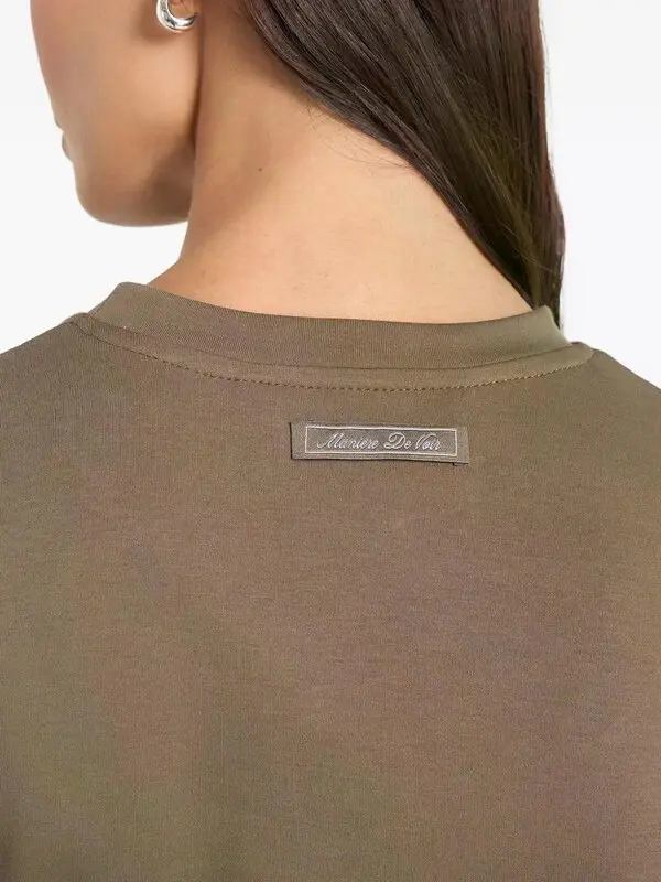 Manière De Voir Asymmetrical Ruched Cotton T-shirt - Green