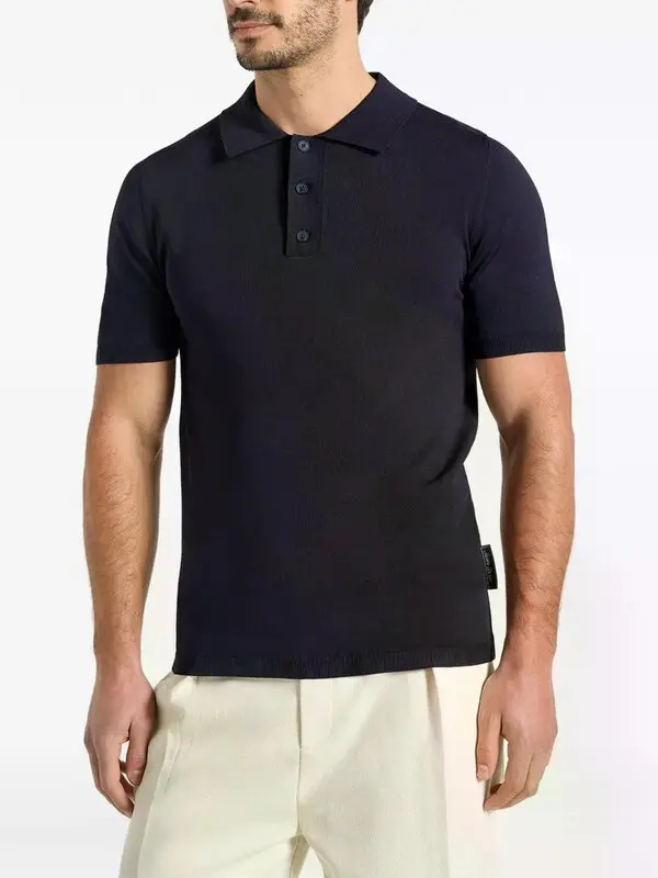 Manière De Voir Bryn Ribbed Polo Shirt - Blue