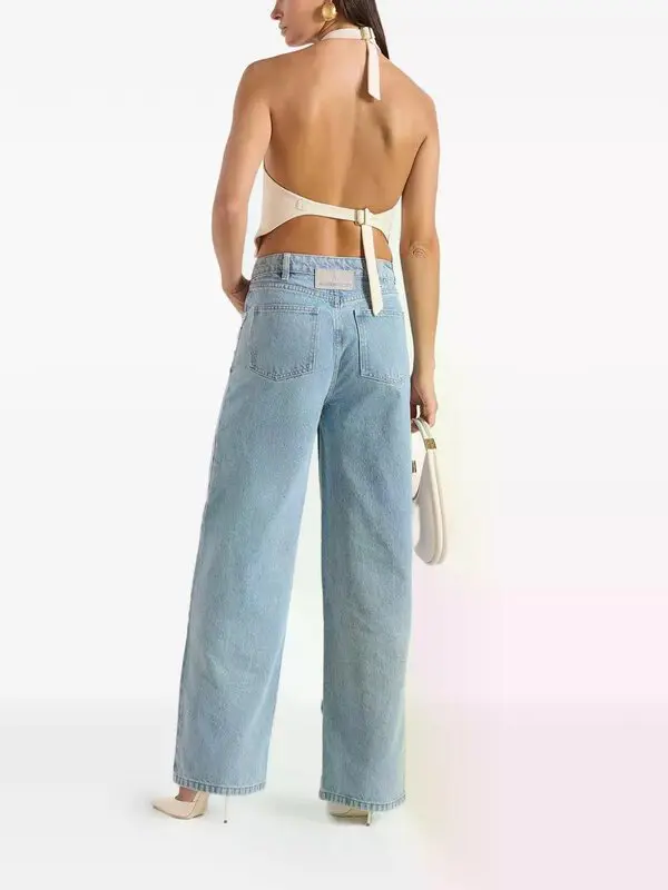 Manière De Voir Halterneck Backless Top In Cream Twill