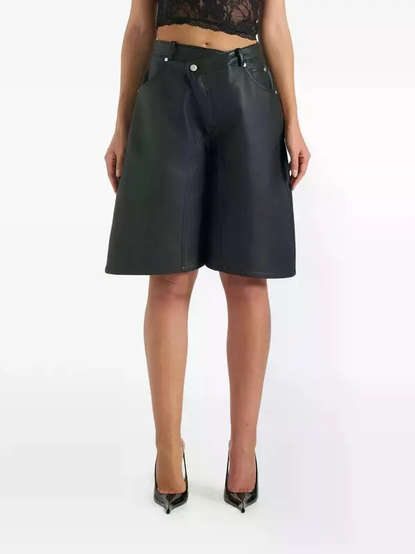 Manière De Voir Hazel Eiffel-button Wrap-over Bermuda Shorts - Black