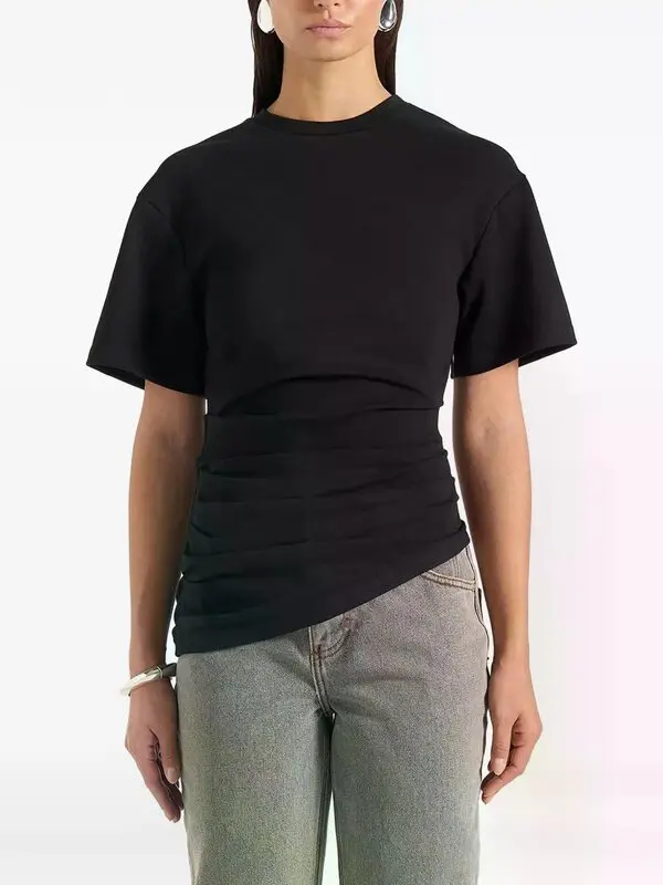 Manière De Voir Pauline Ruched Asymmetric T-shirt - Black