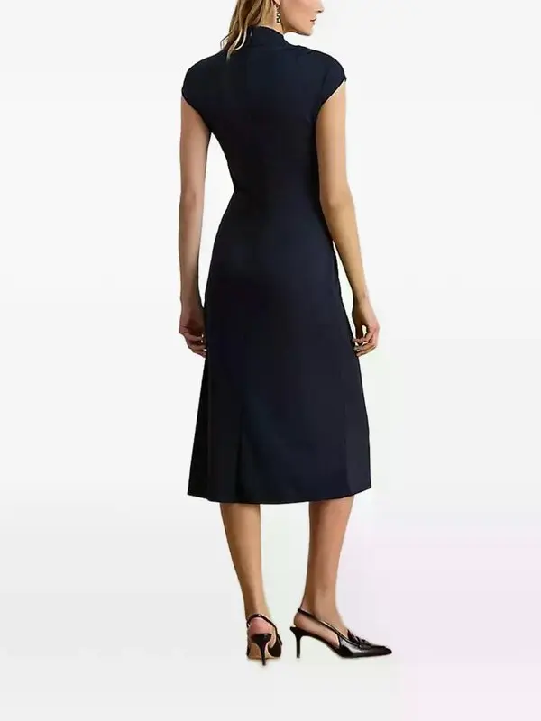 Ralph Lauren Turtleneck Twisted Midi Dress - Blue