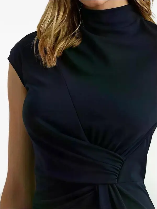 Ralph Lauren Turtleneck Twisted Midi Dress - Blue