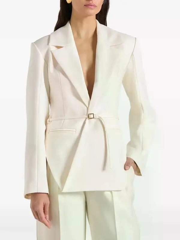 Manière De Voir Yuna Plunge Belted Blazer - Neutrals
