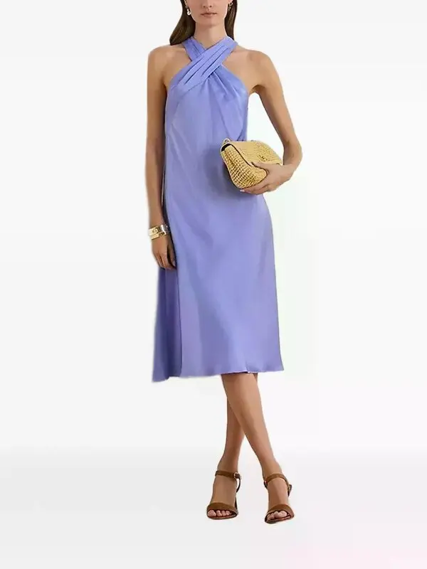 Buy Ralph Lauren Crossed Halter Midi Dress - Blue At 16% Off | Editorialist