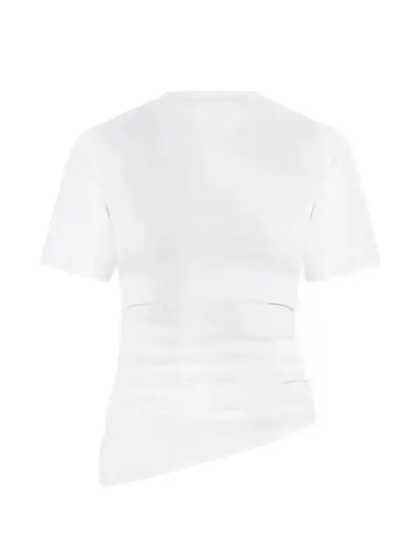 Manière De Voir Ruched Asymmetric Cotton T-shirt - White