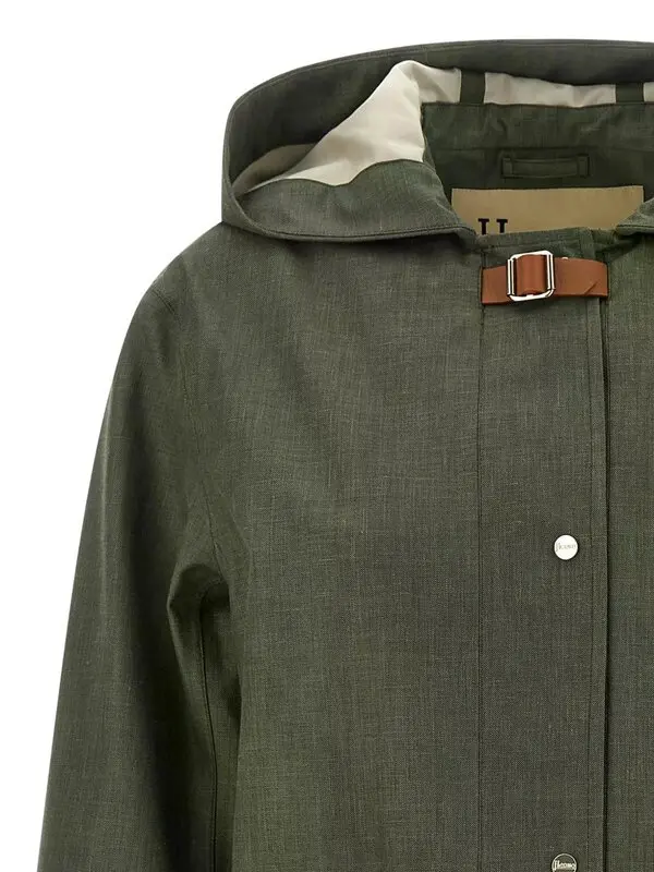 Herno Hooded Raincoat With Buckle Strap