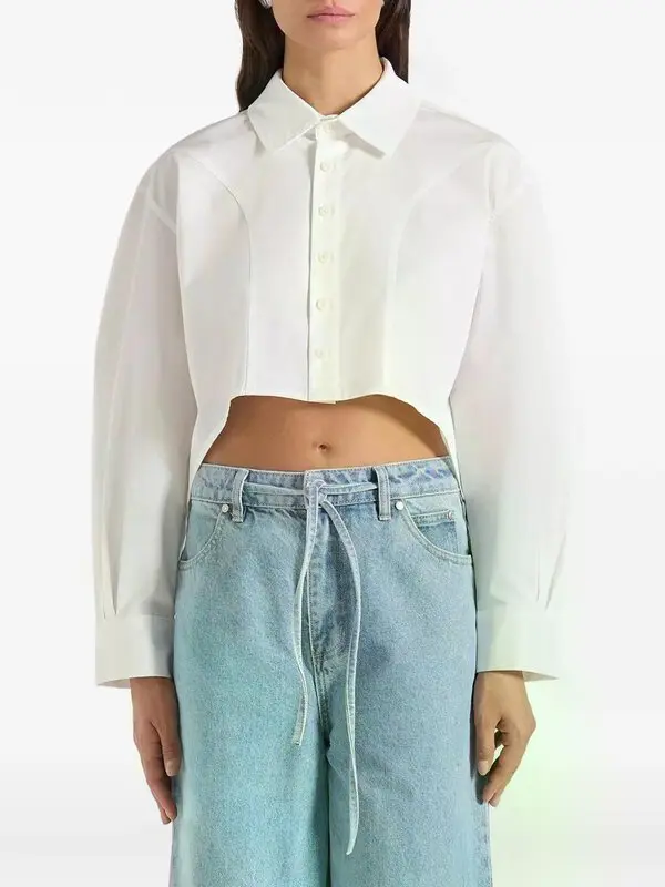 Manière De Voir Eleni Balloon-sleeves Cropped Shirt - White