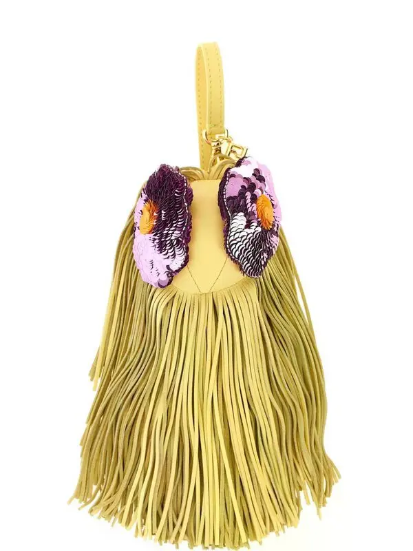 Fendi Sequin Embroidered Charm With Fringed Detailing - Yellow