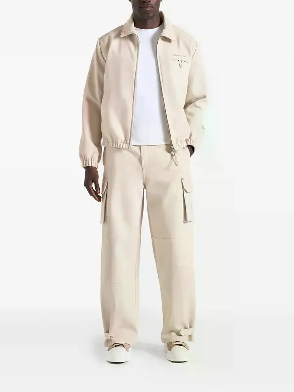 Manière De Voir Mathis Twill Signature Wide Leg Cargo Trousers - Neutrals