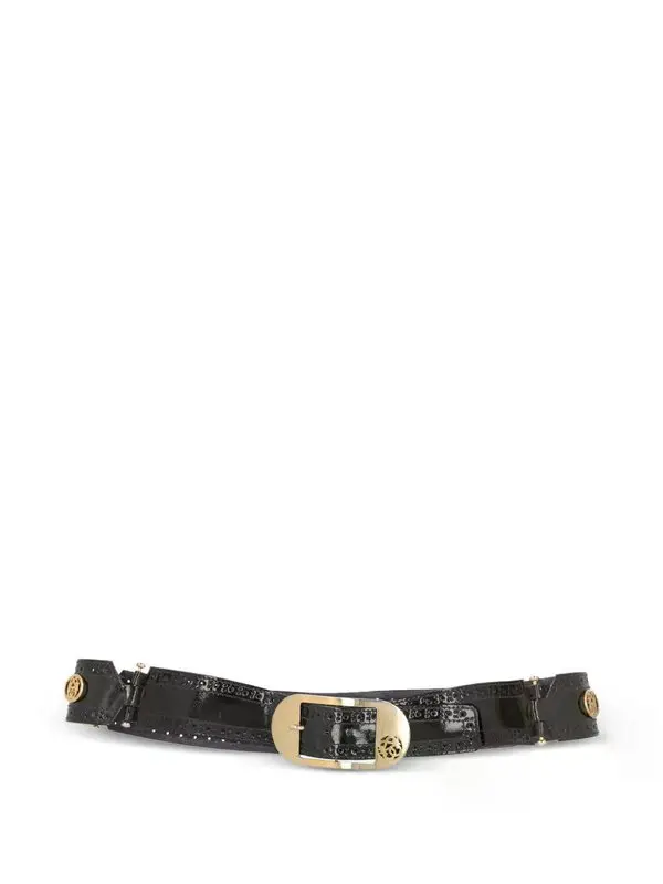 PIROVANO VINTAGE Perforated Leather Belt - Black