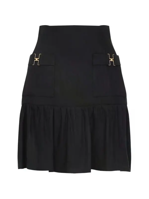 Elisabetta Franchi Linen-blend Skirt With Jewel Details - Black