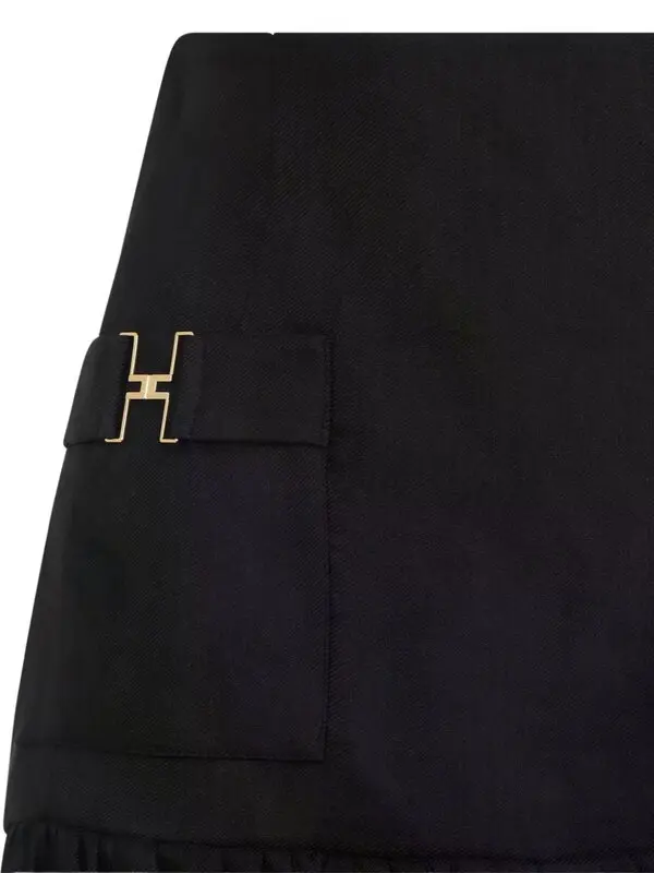 Elisabetta Franchi Linen-blend Skirt With Jewel Details - Black