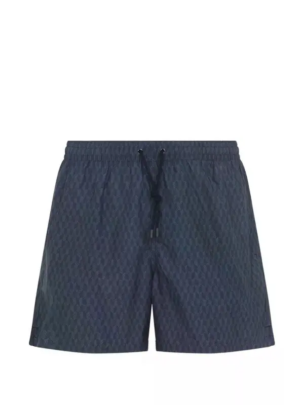 Canali Patterned Drawstring Swim Shorts - Blue