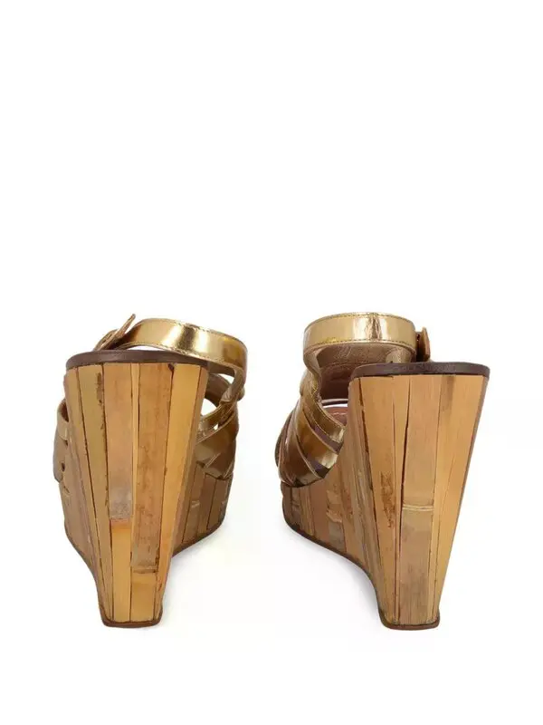 Miu Miu Strap Wooden Wedge Sandals
