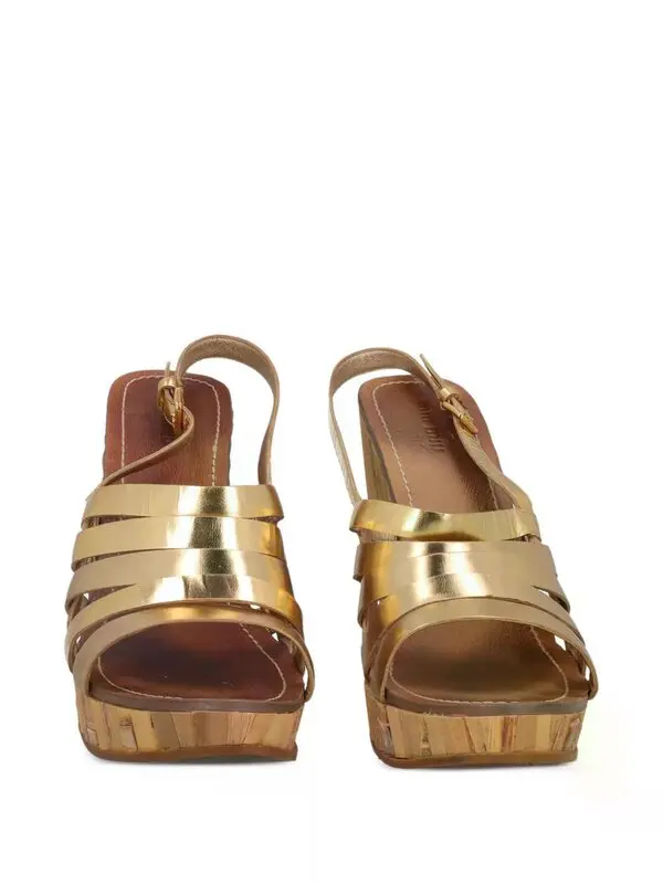 Miu Miu Strap Wooden Wedge Sandals