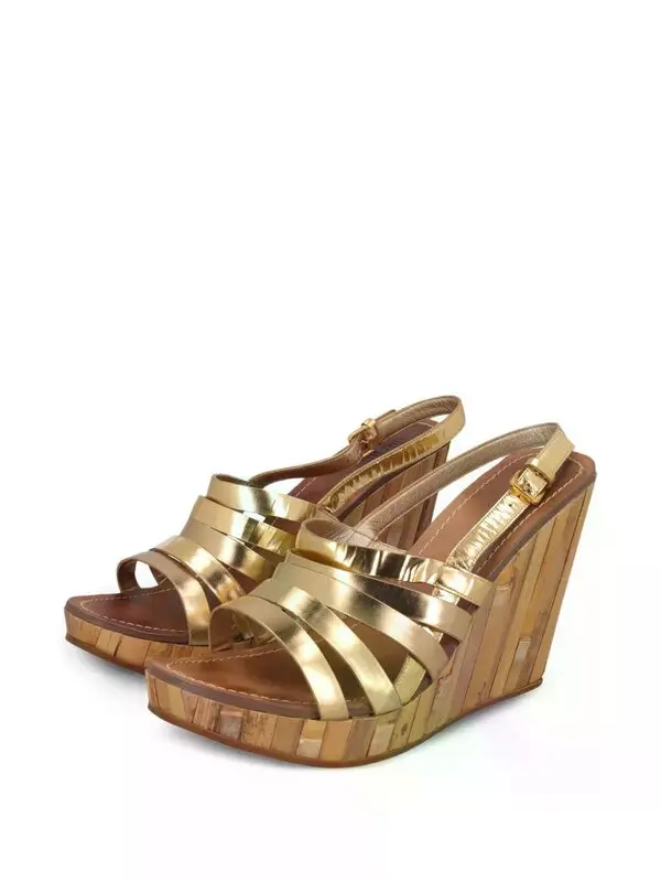 Miu Miu Strap Wooden Wedge Sandals
