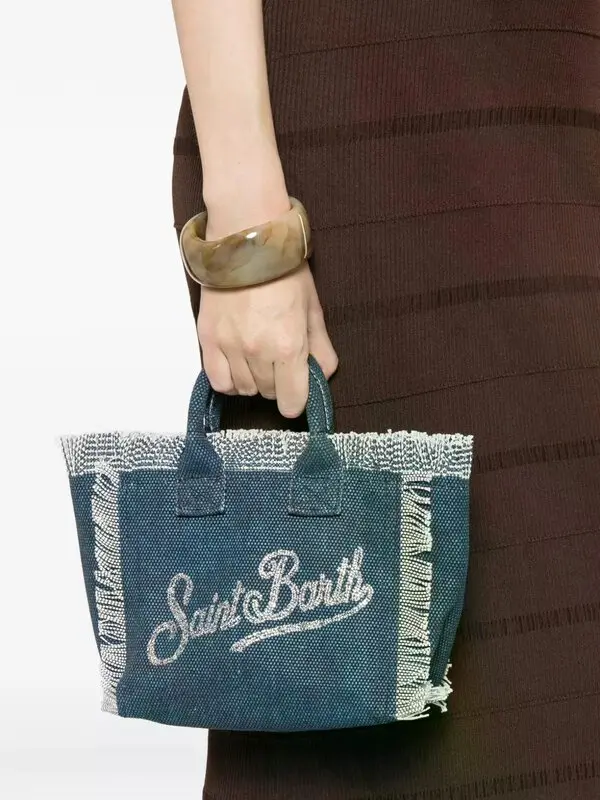 MC2 SAINT BARTH Mini Vanity Fringed Tote Bag - Blue