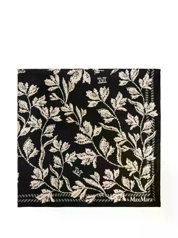 Max Mara Leaf-print Scarf - Black