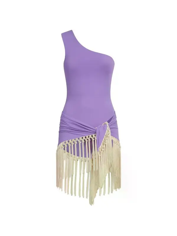TALLER MARMO Yacare One-shoulder Fringe Swimsuit - Purple