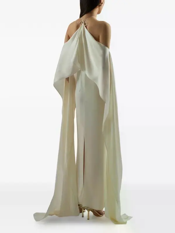 TALLER MARMO Halterneck Sleeveless Cape Dress - Neutrals