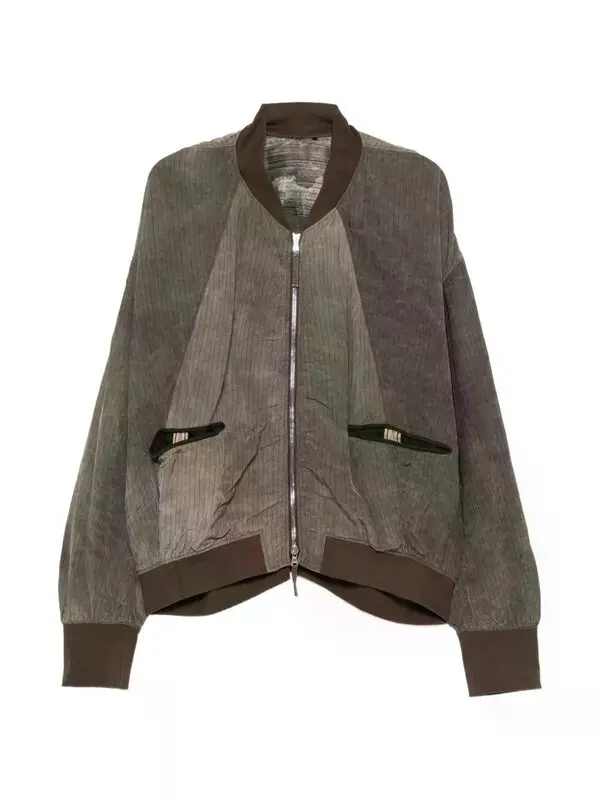 ZIGGY CHEN Striped Zipped Bomber Jacket