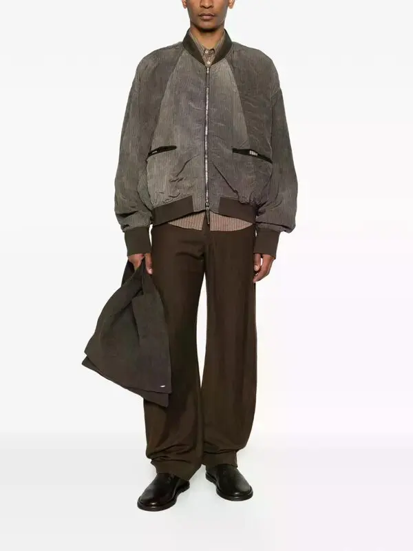 ZIGGY CHEN Striped Zipped Bomber Jacket