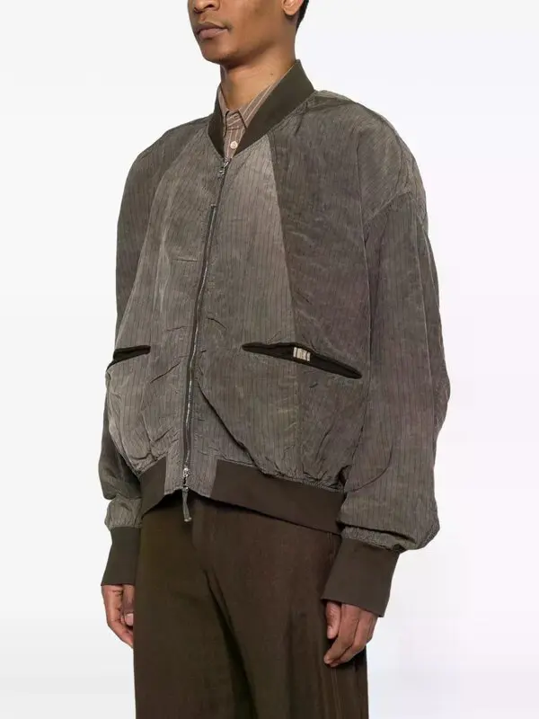 ZIGGY CHEN Striped Zipped Bomber Jacket