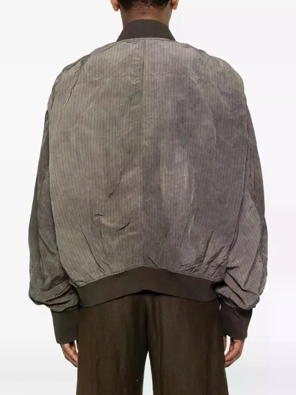 ZIGGY CHEN Striped Zipped Bomber Jacket
