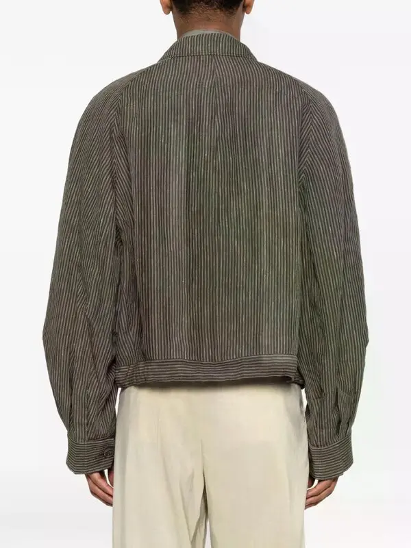 ZIGGY CHEN Striped Buttoned Shirt Jacket