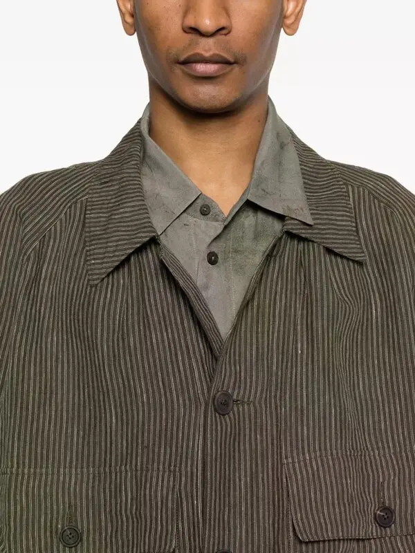 ZIGGY CHEN Striped Buttoned Shirt Jacket
