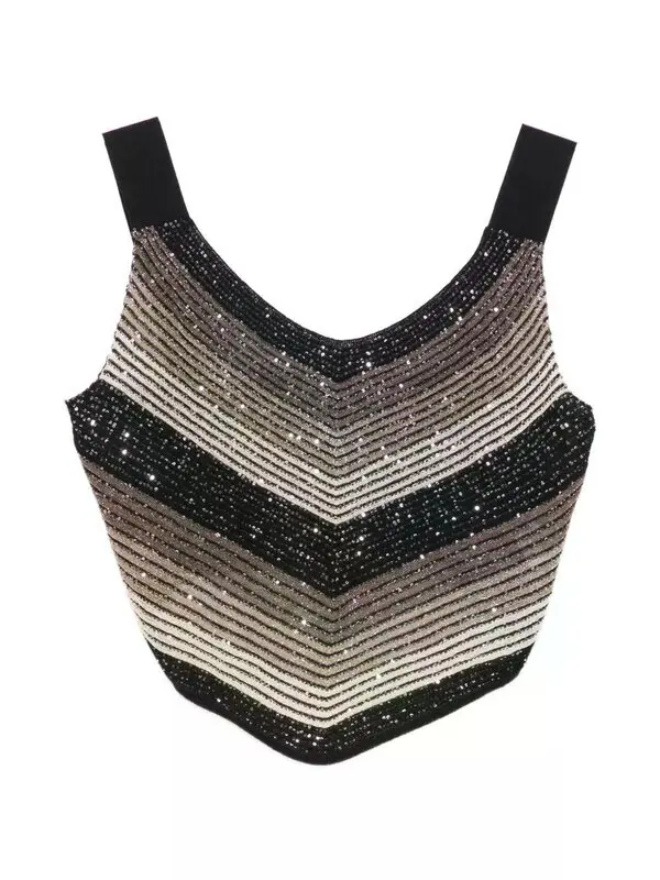 D.exterior V-neck Striped Top