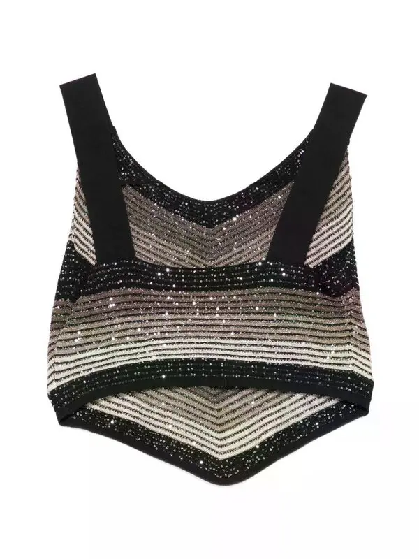 D.exterior V-neck Striped Top
