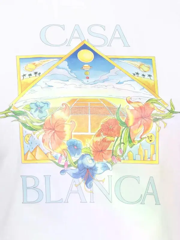 Casablanca Tennis Landscape Graphic T-shirt - White