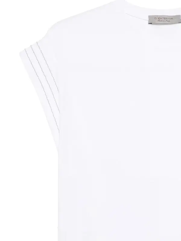 D.exterior Stripe-sleeve T-shirt - White