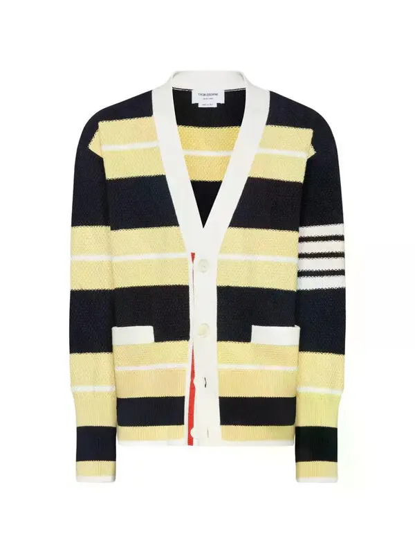 Thom Browne Seed Stitch 4-bar Cardigan - Blue