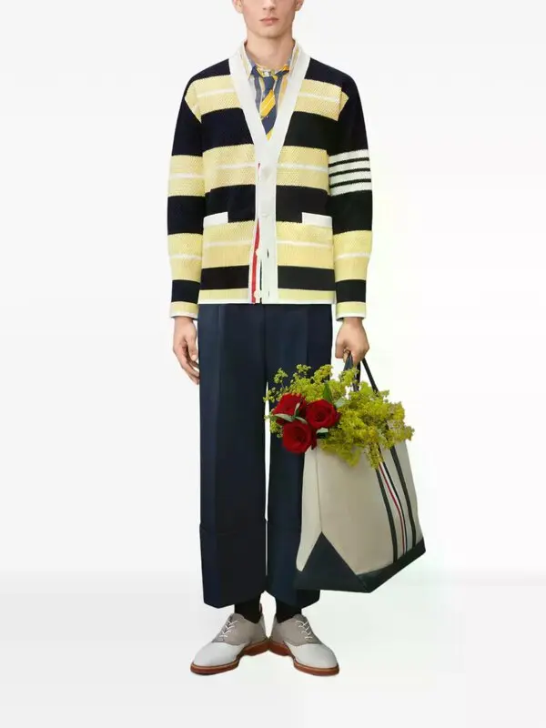 Thom Browne Seed Stitch 4-bar Cardigan - Blue